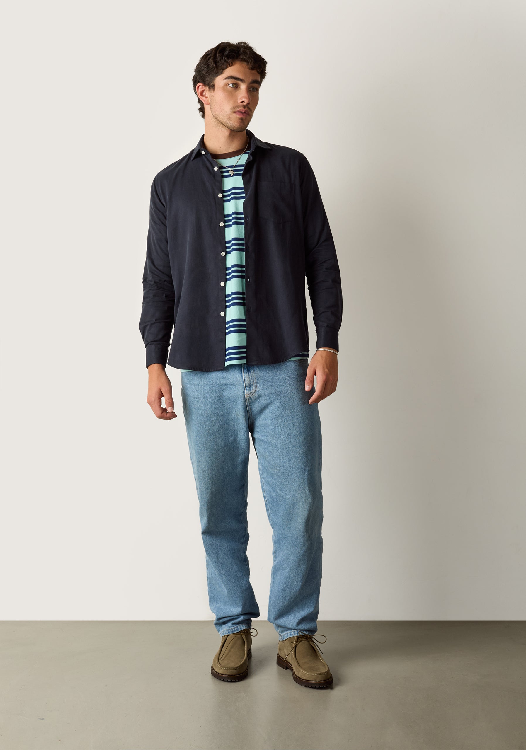 Camisa Hamilton Hombre Azul Oscuro en Tencel y Algodón | Whitman ...